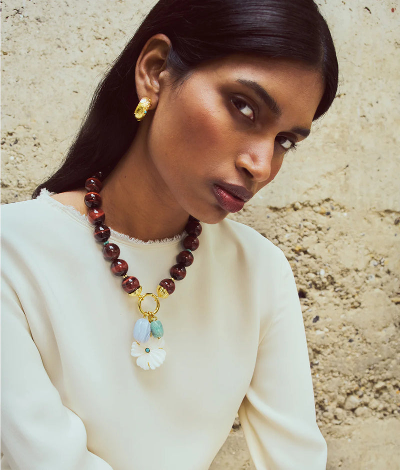 LIZZIE FORTUNATO DESERT BLOOM TIGERS EYE NECKLACE | STIL Lifestyle